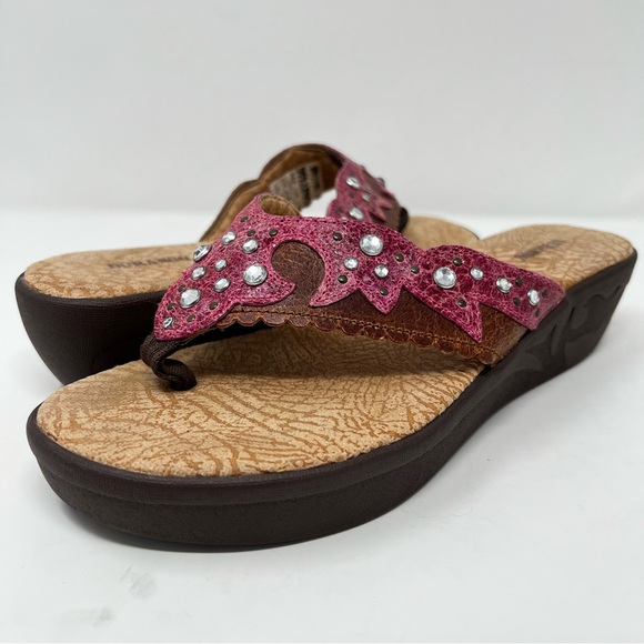 Durango | Shoes | Durango Pink And Brown Embellished Sandals | Poshmark